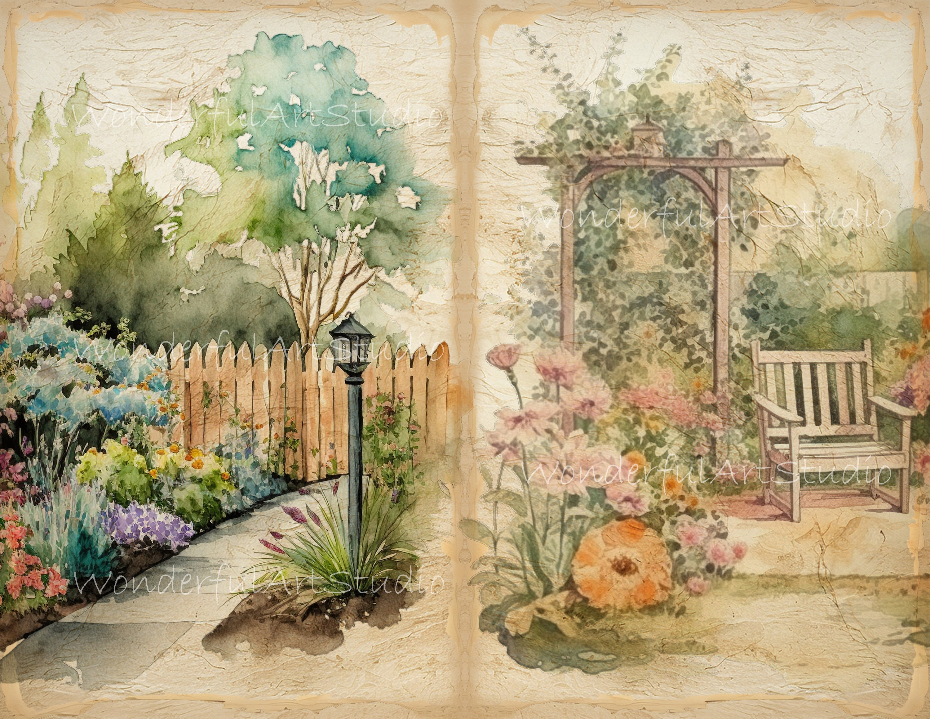 Flower Garden Junk Journal Pages, Digital Scrapbook Paper Kit ...