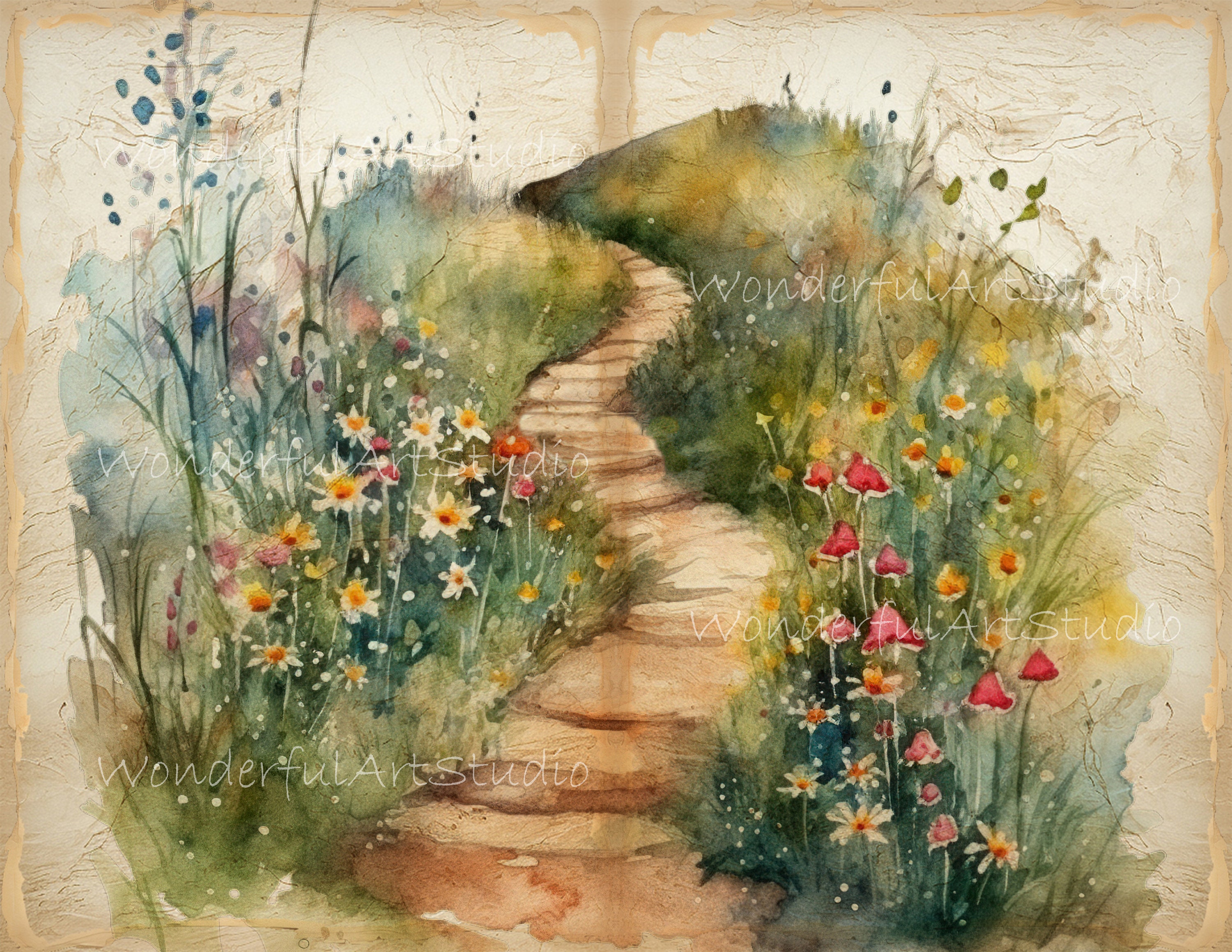 Flower Garden Junk Journal Pages, Digital Scrapbook Paper Kit ...