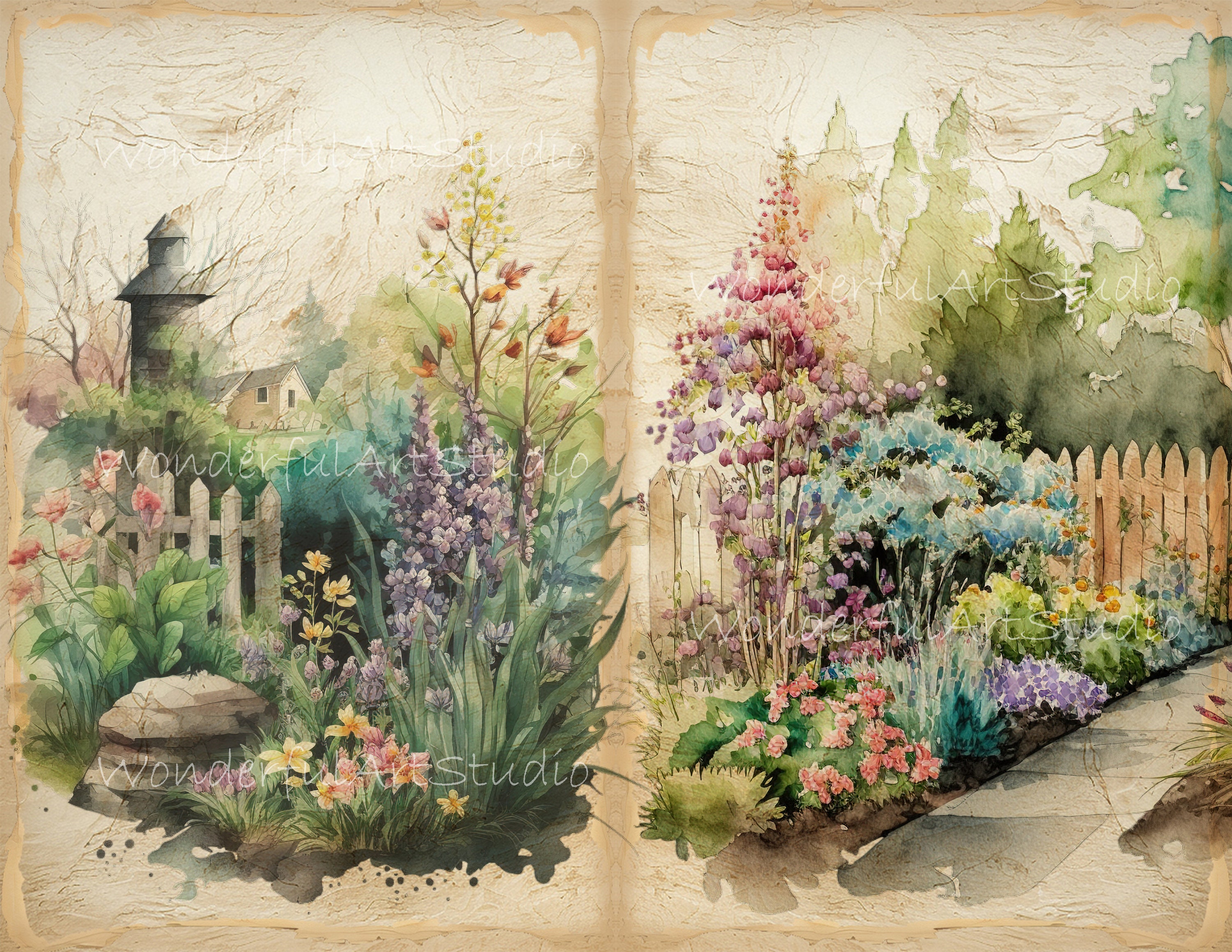 Flower Garden Junk Journal Pages, Digital Scrapbook Paper Kit ...