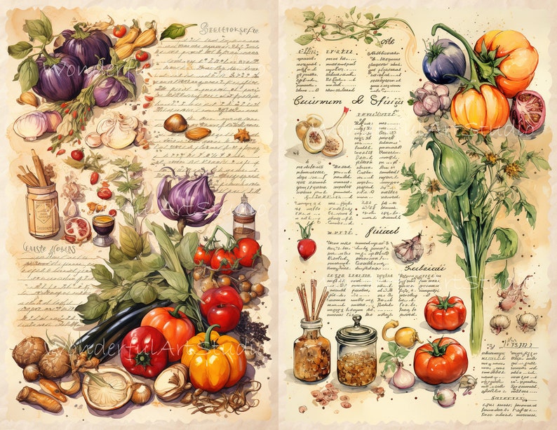 Cooking Junk Journal Vintage Cook Book Digital Scrapbook Healthy ...