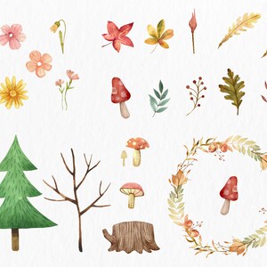 Cute Forest Animals Watercolor Clipart, Baby Woodland Animals, Nursery ...