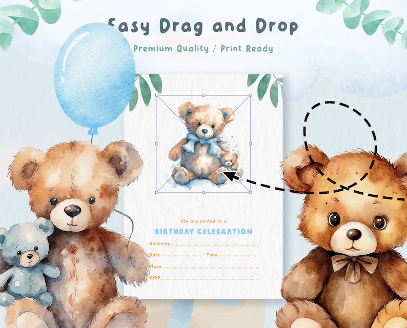 12 Teddy Bears Watercolor Clipart Cute Bear Baby Shower - Etsy