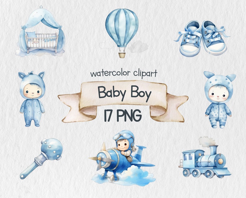 It's a Boy Watercolor Clipart, Baby Boy, Baby Wall Art, Baby Shower ...
