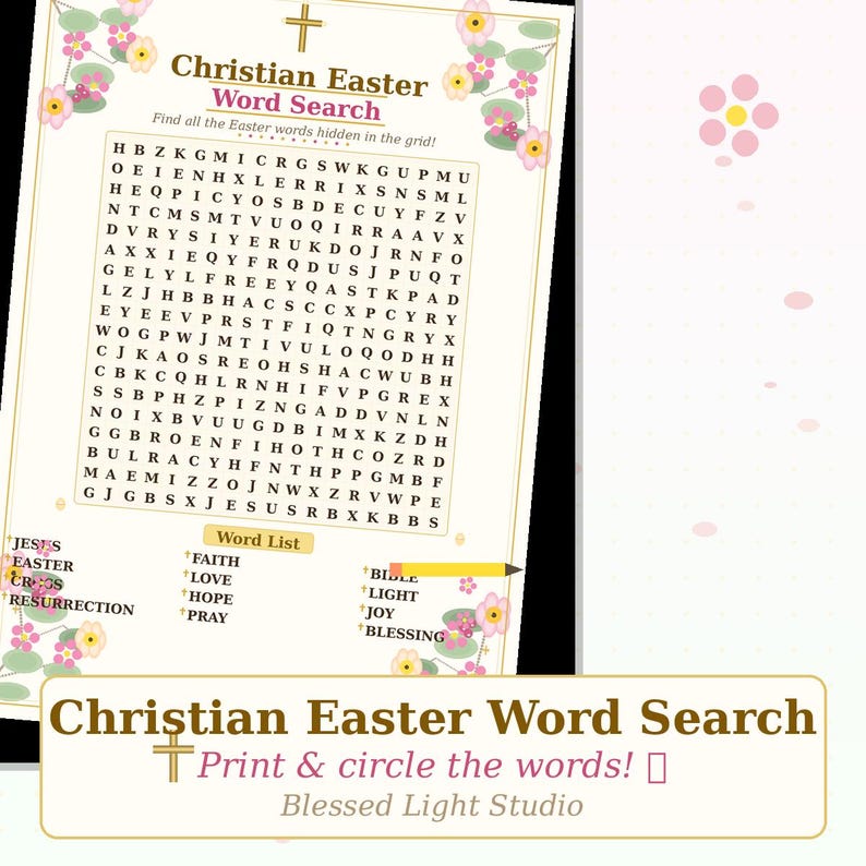Christian Easter Word Search Printable for Kids | Faith-based Easter ...