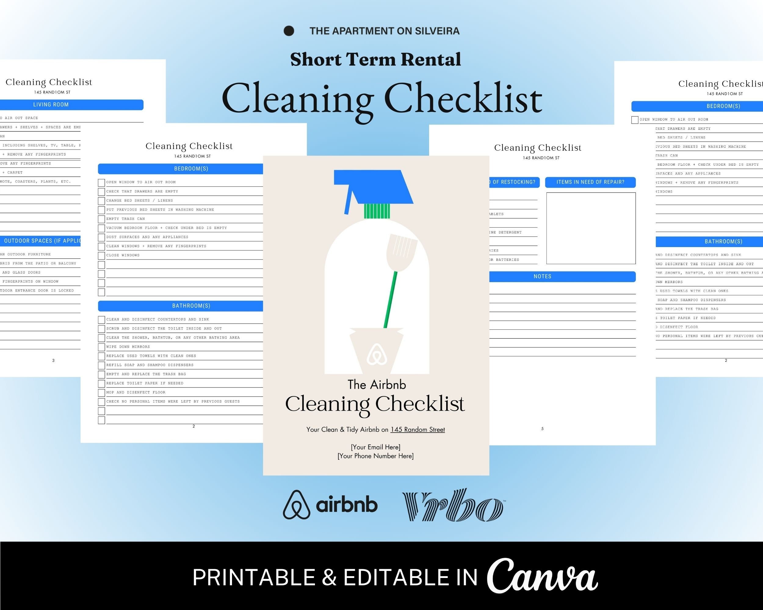 Airbnb Cleaning Checklist | Vrbo, STR, Editable Canva Template ...