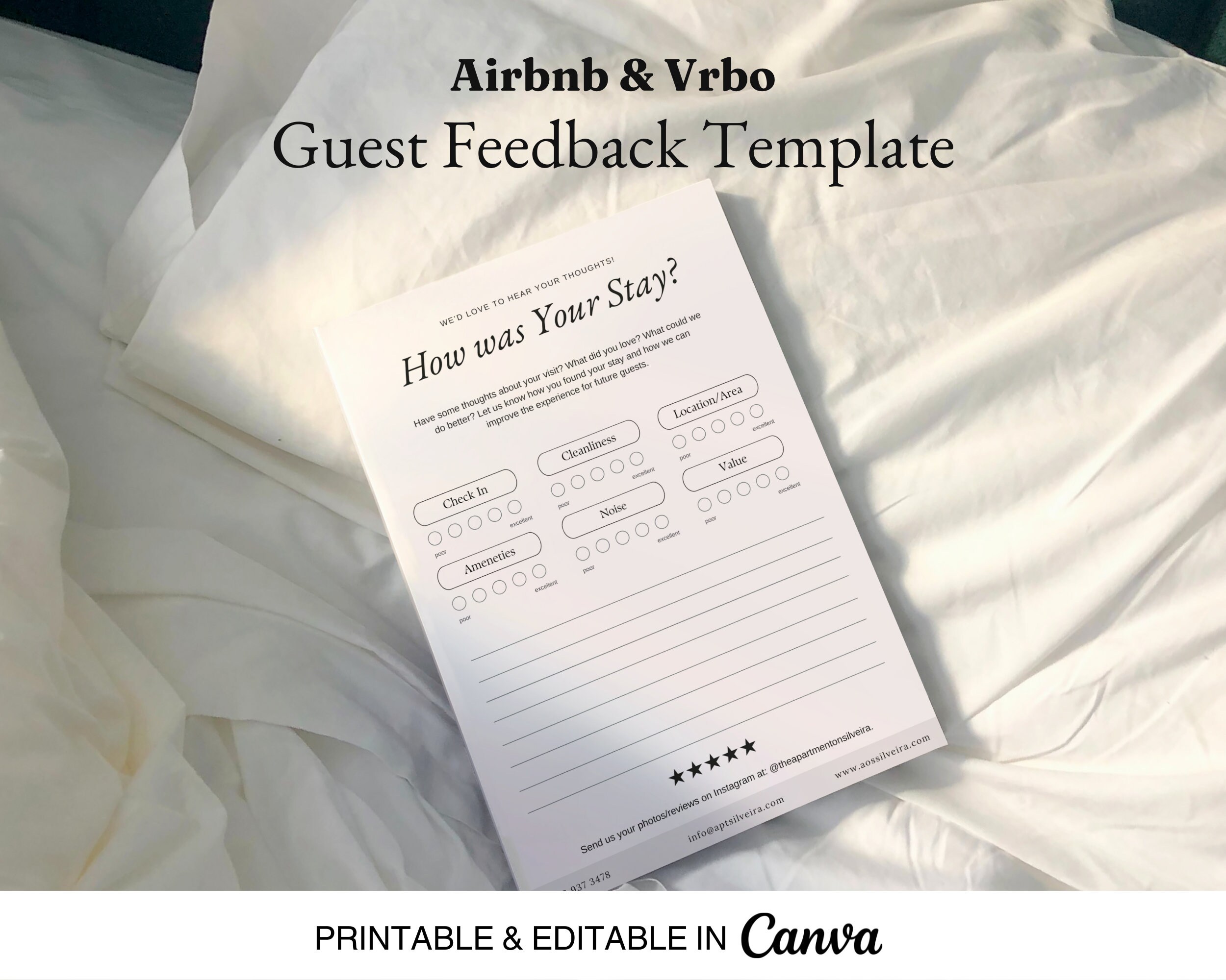 Feedback Form Airbnb Guest | VRBO | Host | Canva Template | Hotel ...