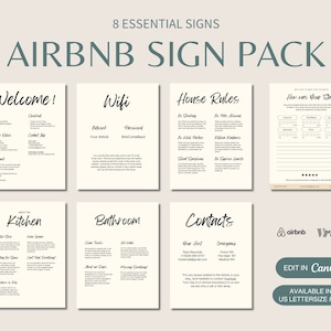 Airbnb Sign Bundle Template | Airbnb Sign | Printable Welcome Sign ...
