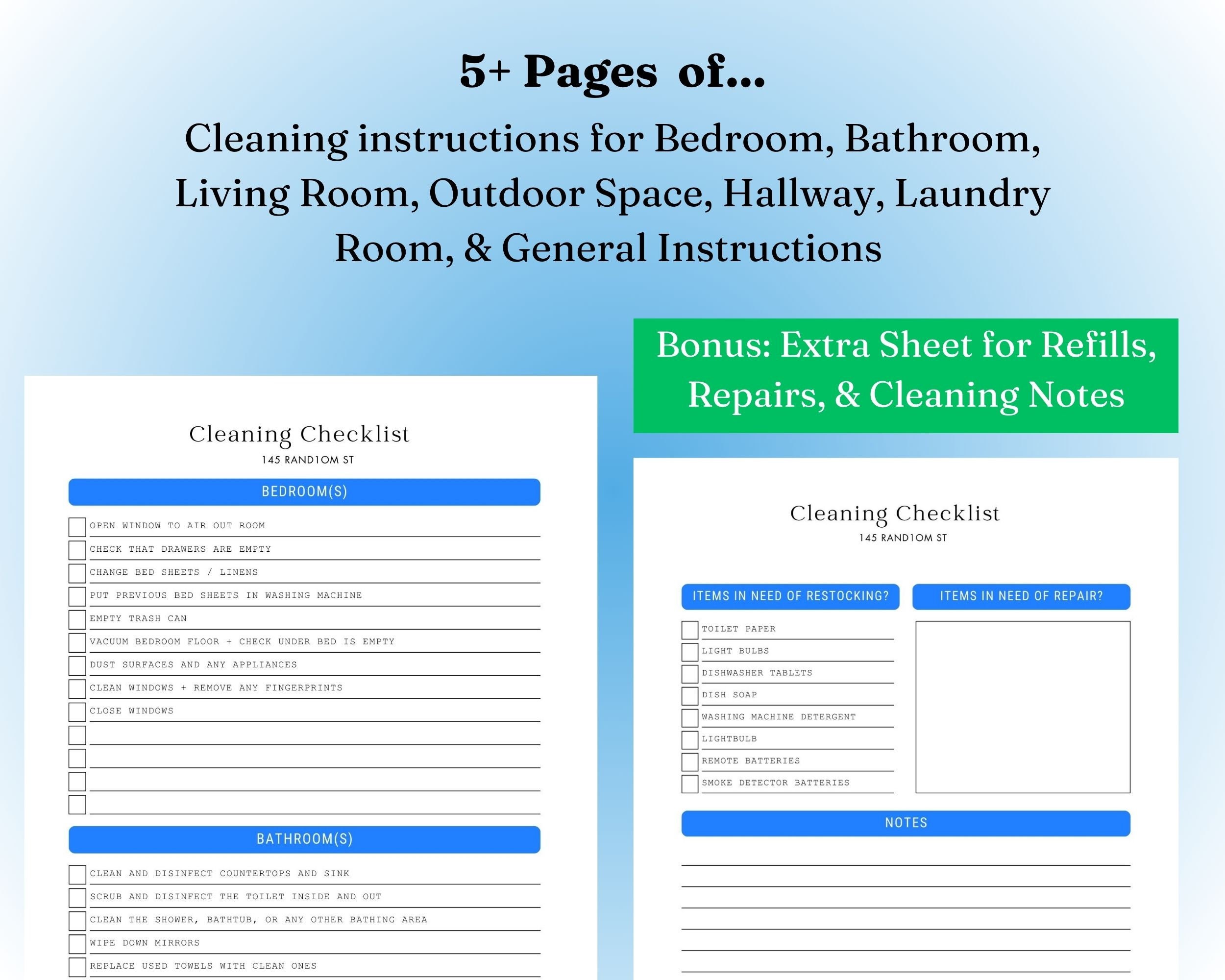 Airbnb Cleaning Checklist | Vrbo, STR, Editable Canva Template ...