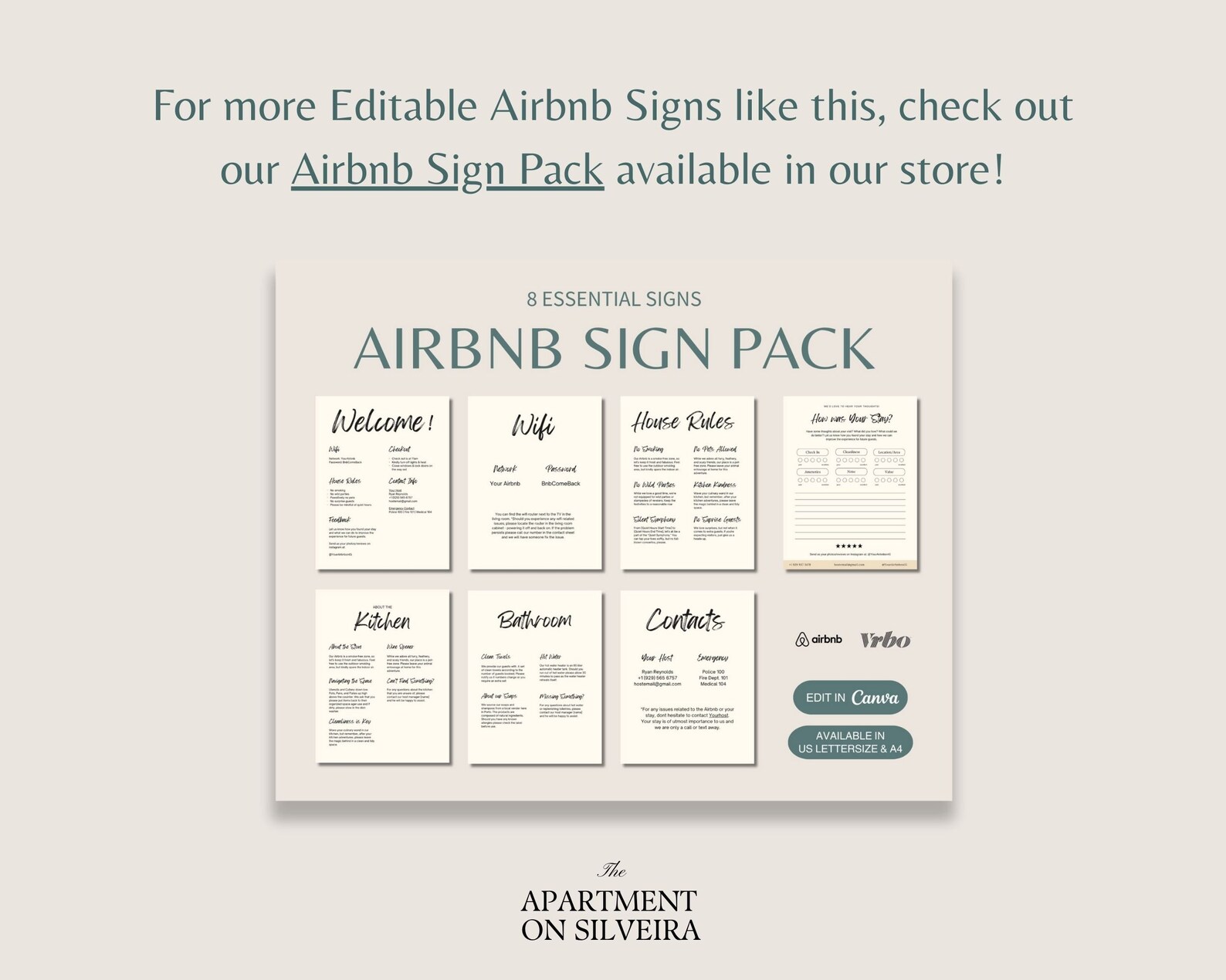 Printable and Editable Airbnb Welcome Sign | Vacation Rental Rental ...