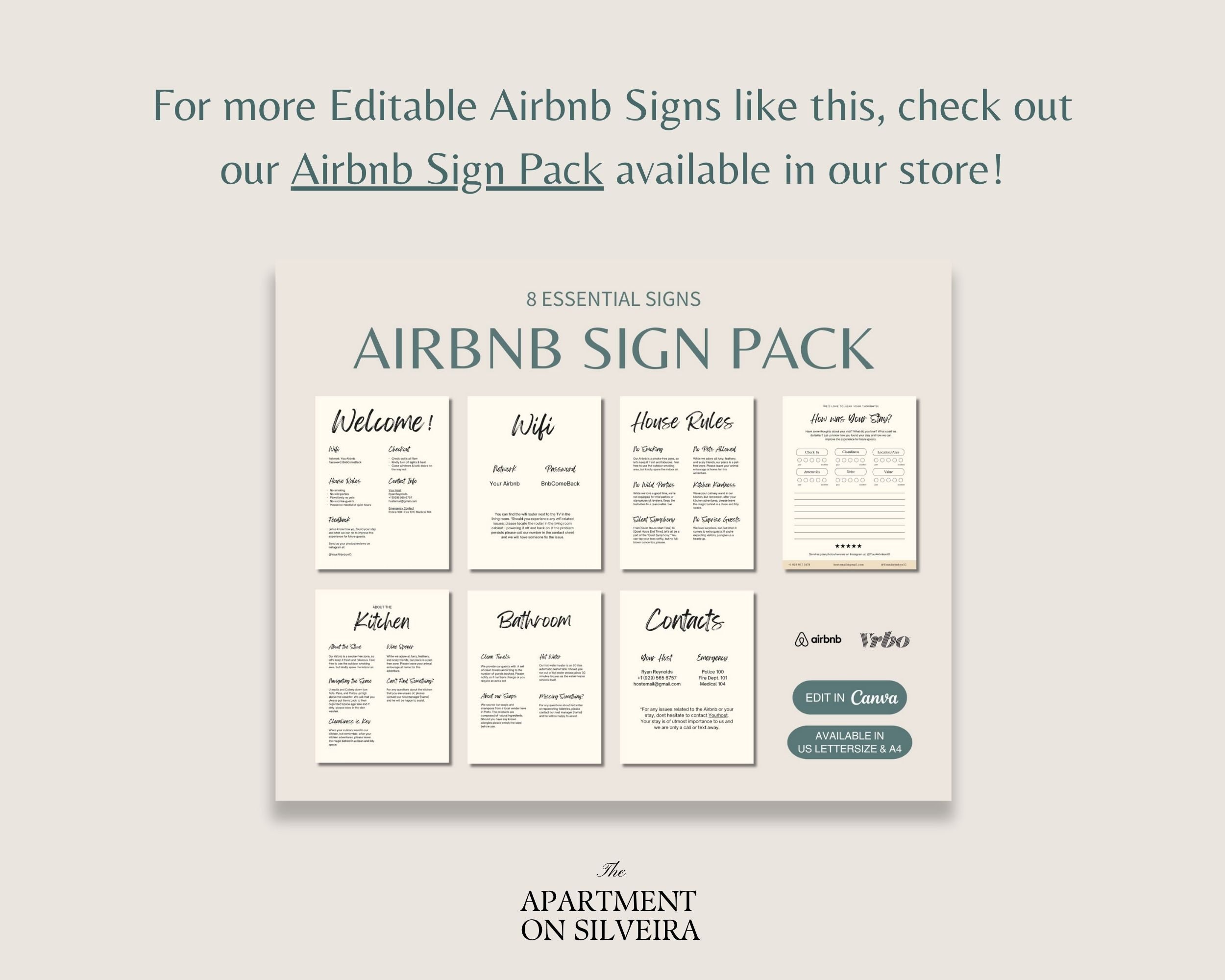 Printable and Editable Airbnb Welcome Sign | Vacation Rental Rental ...