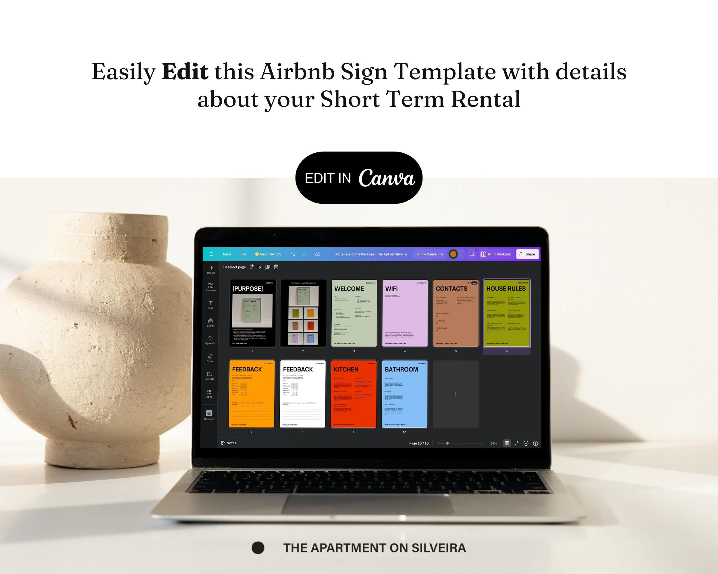 Airbnb Welcome Sign Template Pack | Colorful Welcome Signage, Guest ...