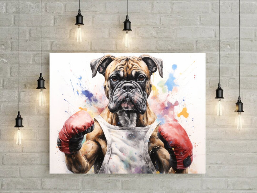 Knockout Style: Boxer Dog Sporting a Tank Top and Boxing Gloves ...