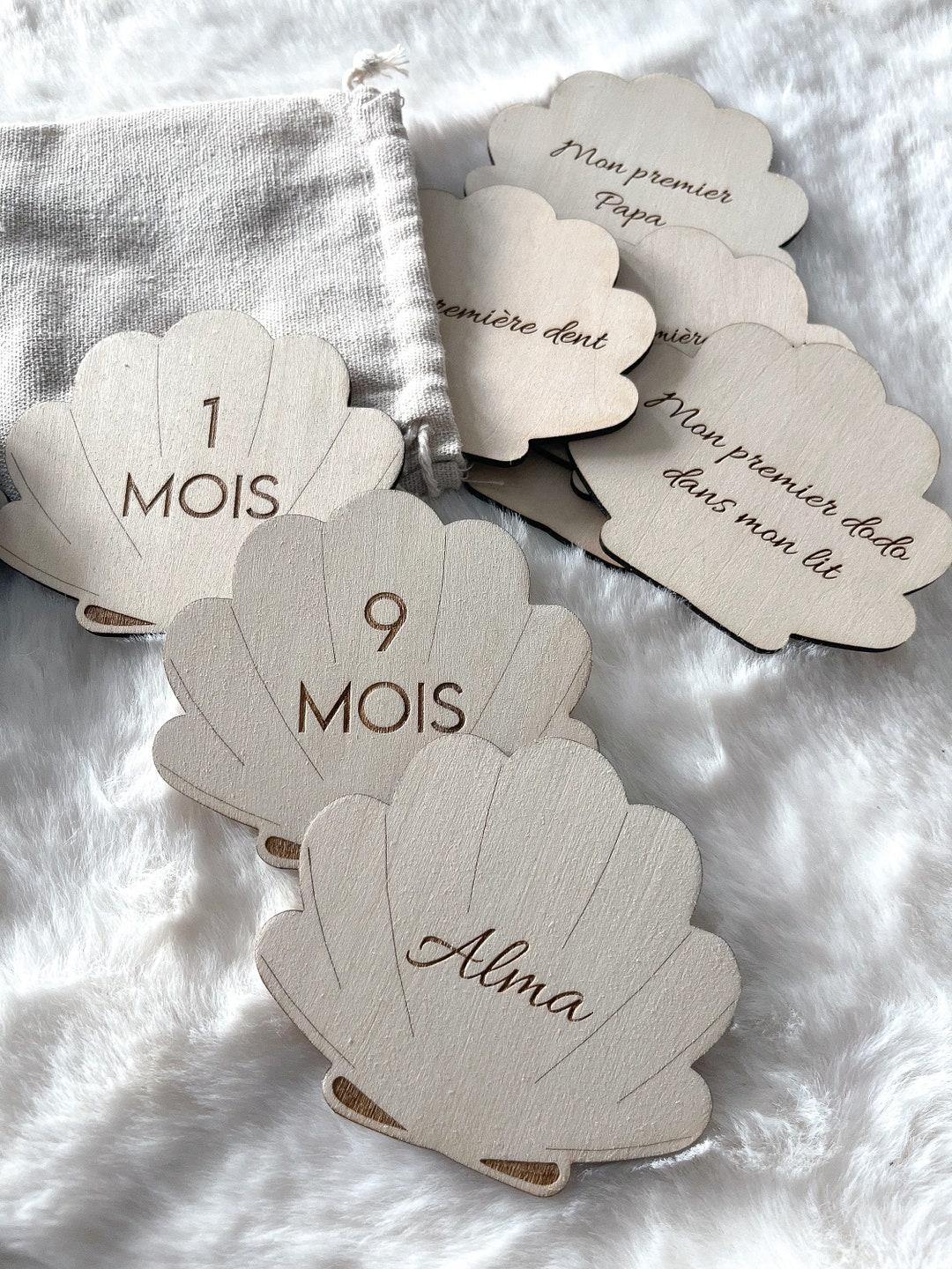 Shell Step Cards Step Cards My First Times Wooden Cards Birth Gift My ...