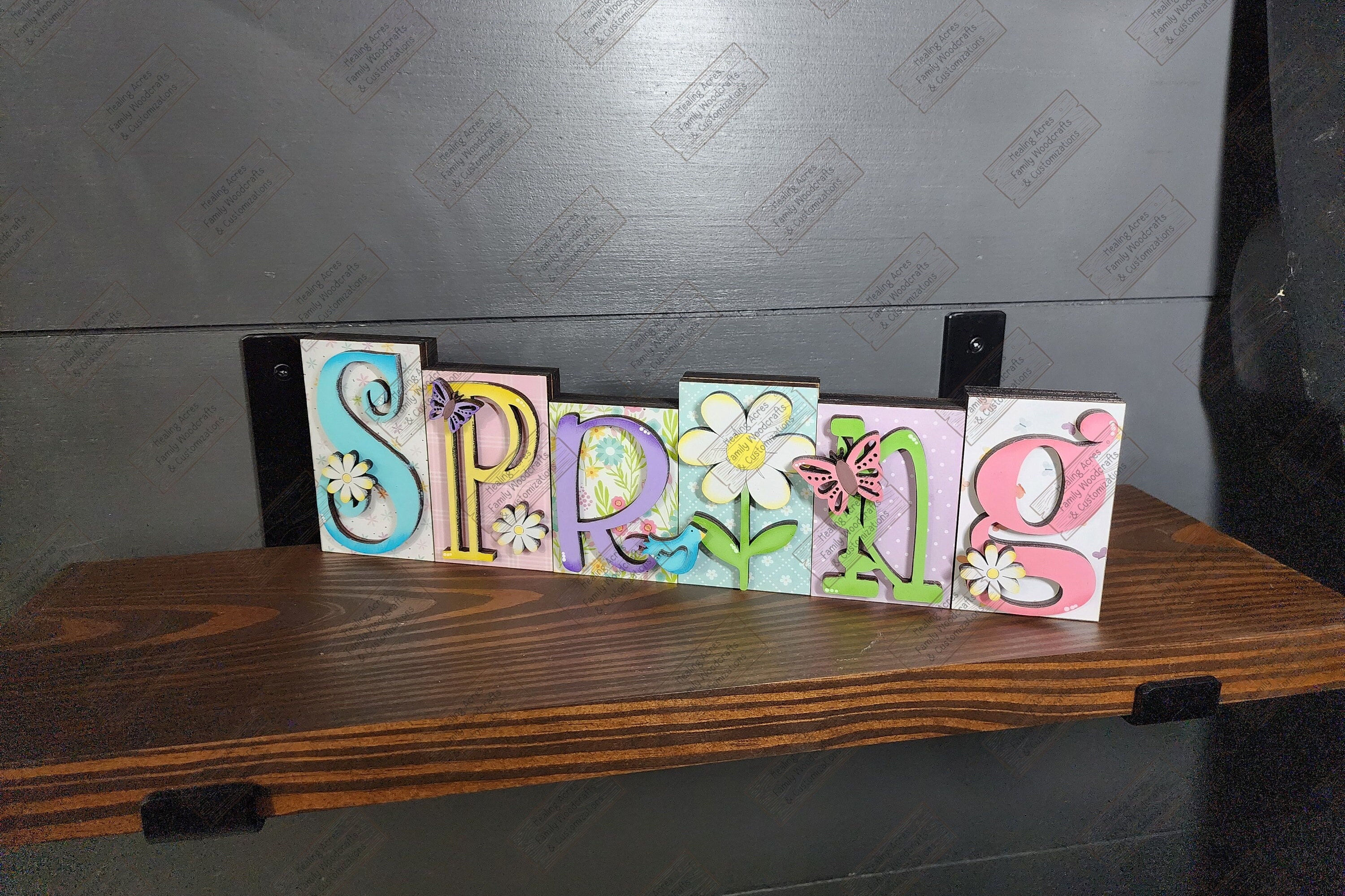 SPRING Chunky Shelf Sitter Mantel Decor Standing Wood Sign Gift Spring ...