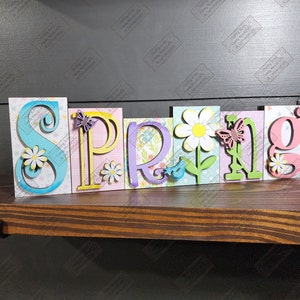 SPRING Chunky Shelf Sitter Mantel Decor Standing Wood Sign Gift Spring ...