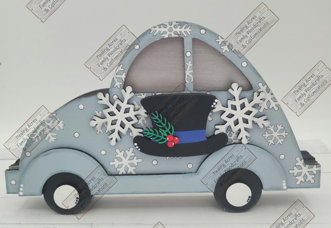 Interchangeable VW Bug SNOWFLAKE Standing Painted Car Farmhouse Decor ... Interchangeable VW Bug SNOWFLAKE Standing Painted Car Farmhouse Decor ...