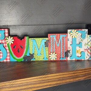 SUMMER Chunky Shelf Sitter Mantel Decor Standing Wood Sign Gift Summer ...