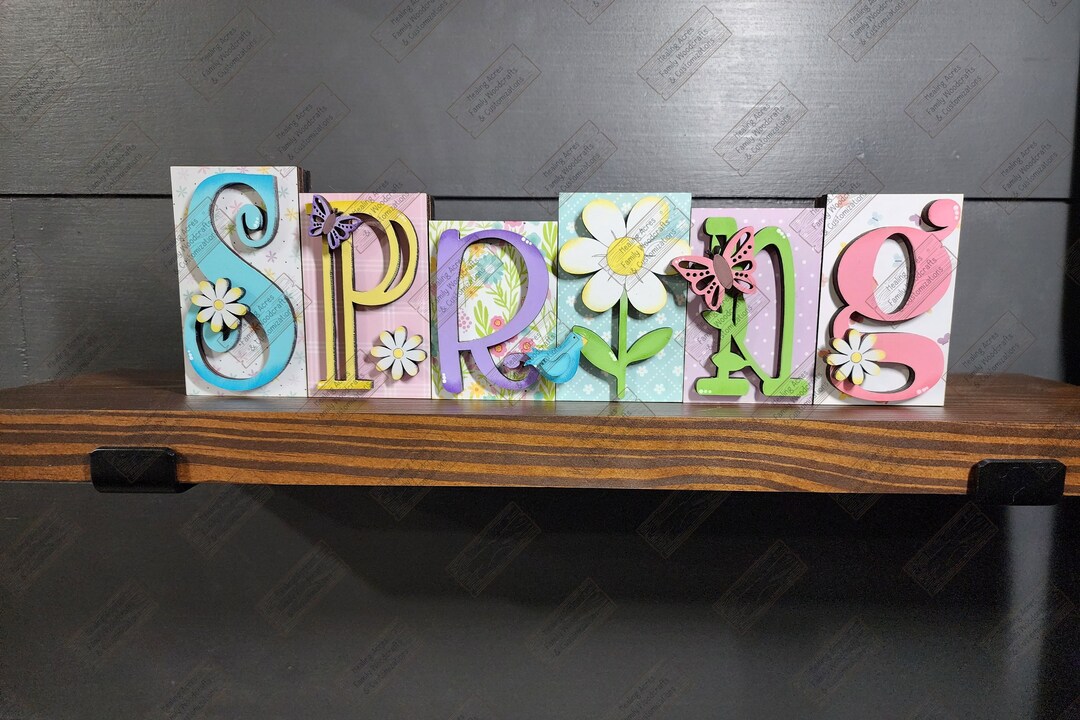 SPRING Chunky Shelf Sitter Mantel Decor Standing Wood Sign Gift Spring ...