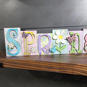 SPRING Chunky Shelf Sitter Mantel Decor Standing Wood Sign Gift Spring ...
