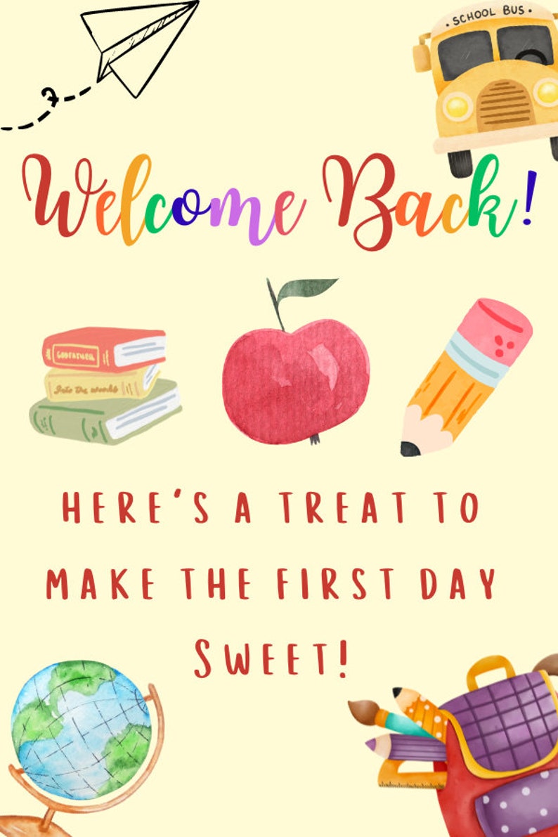 Colorful School Supply Welcome Back Tag Download- Rainbow First Day of ...