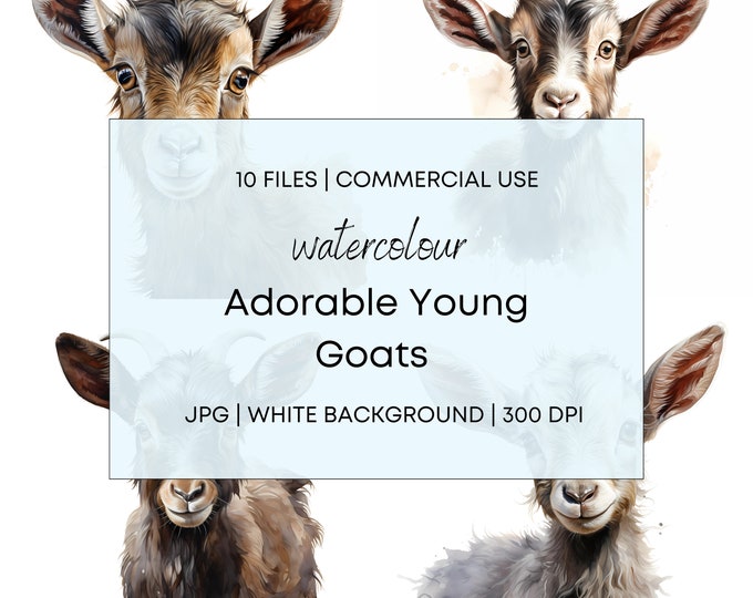 11 PNG Cute Goat Family Clipart, Three Baby Goats Watercolor, Farm ...