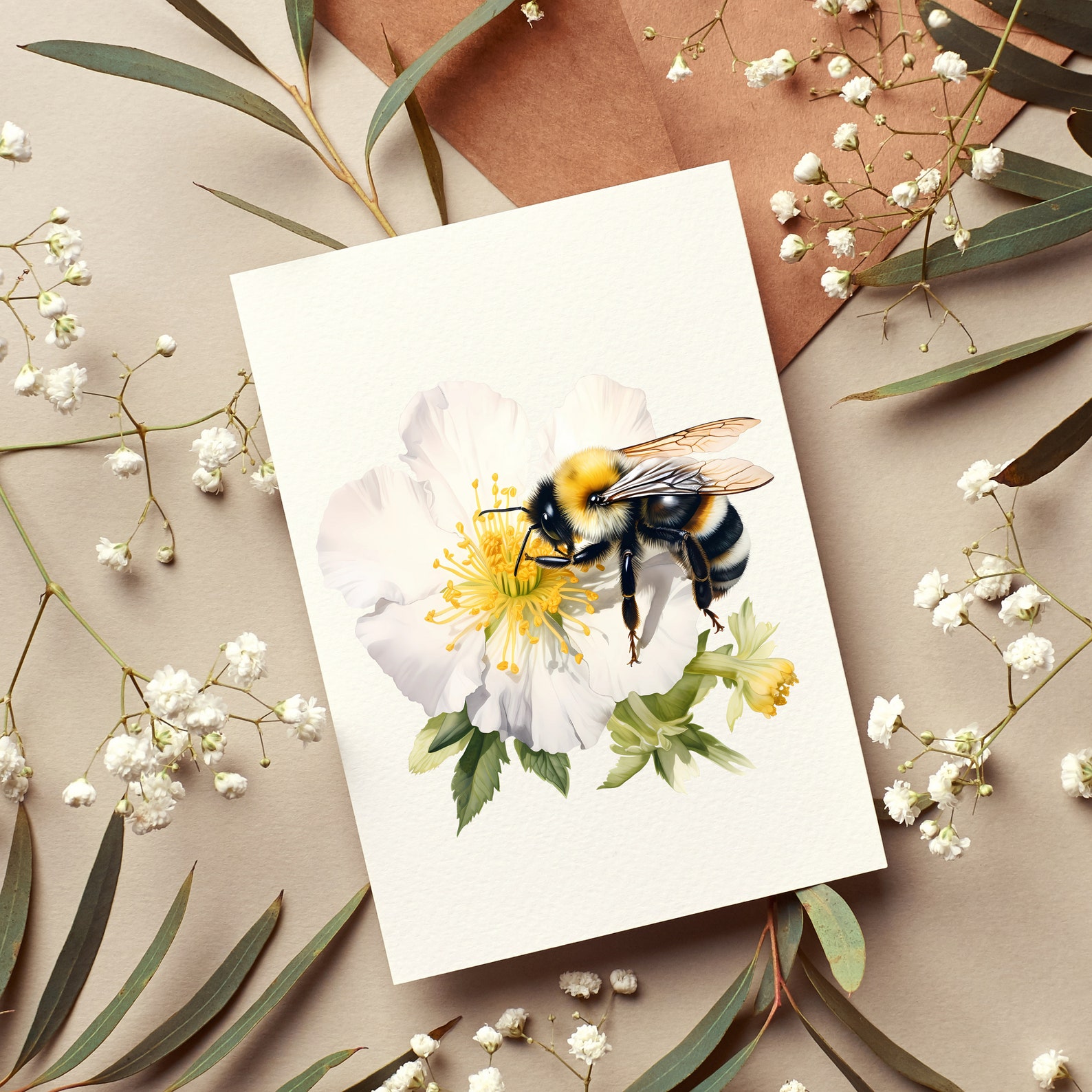 Watercolor Bumblebee on the Flower, Bee Illustration 5 High Quality PNG ...