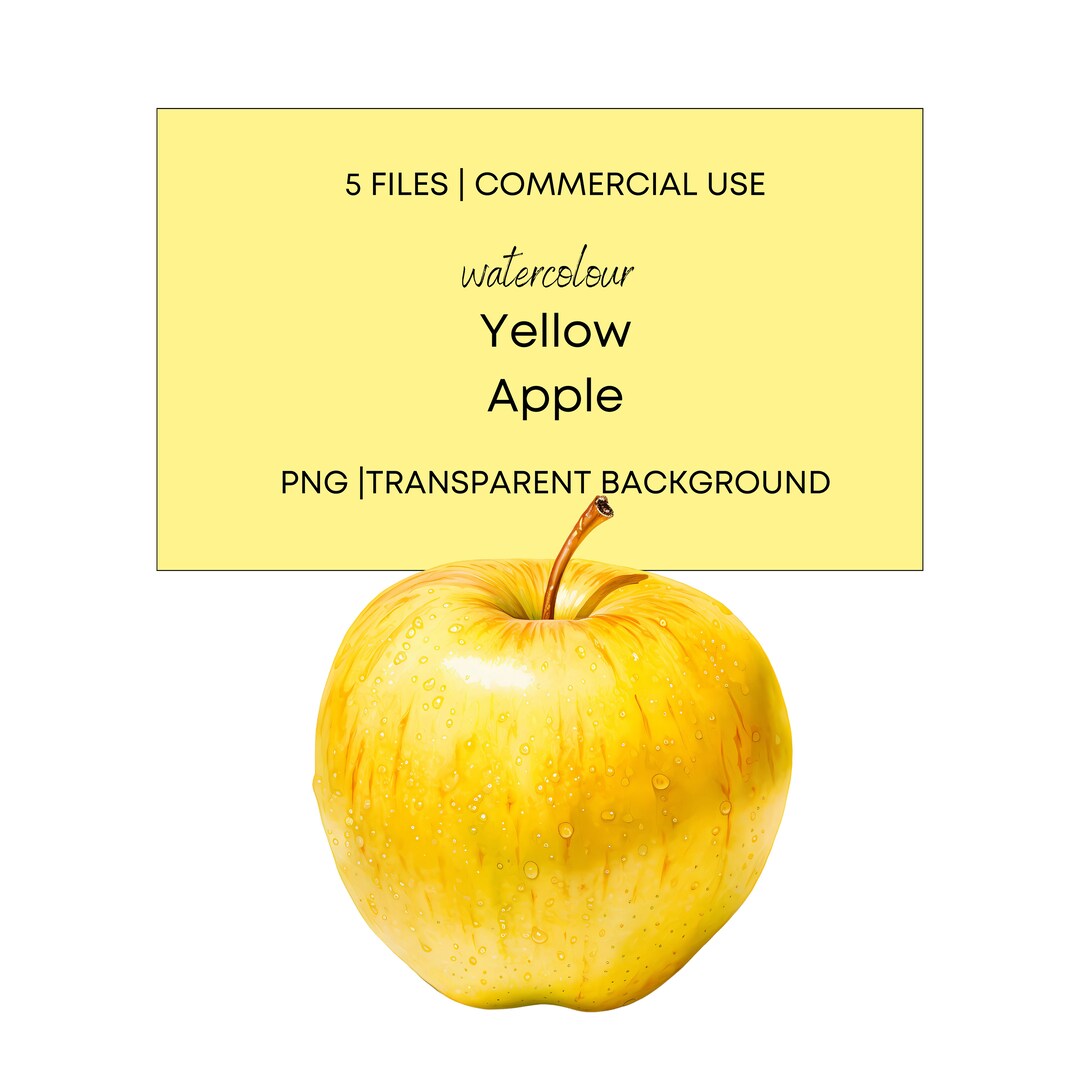 Watercolor Yellow Apple, Apple Illustration 5 High Quality PNG ...
