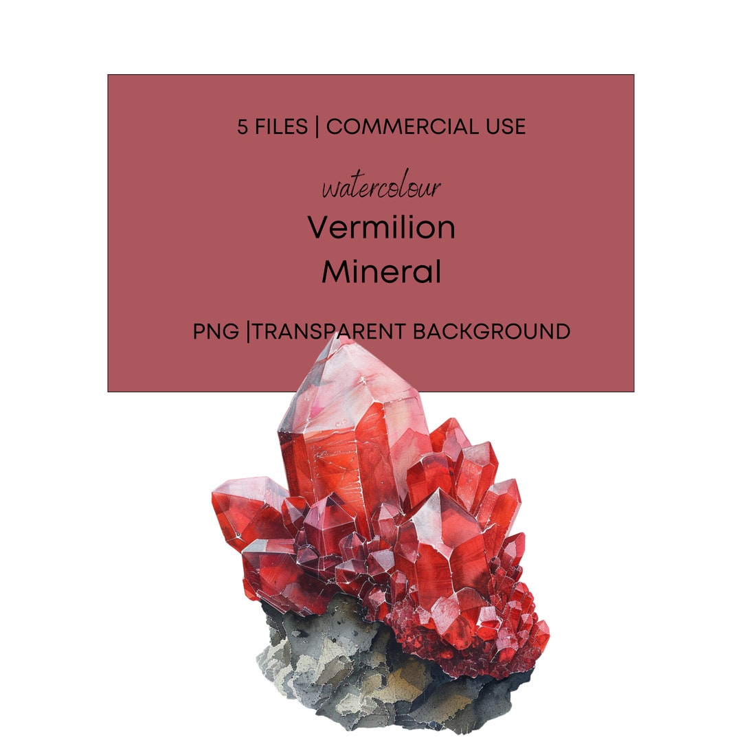 Watercolor Vermilion Mineral, 5 High Quality PNG With Transparent ...