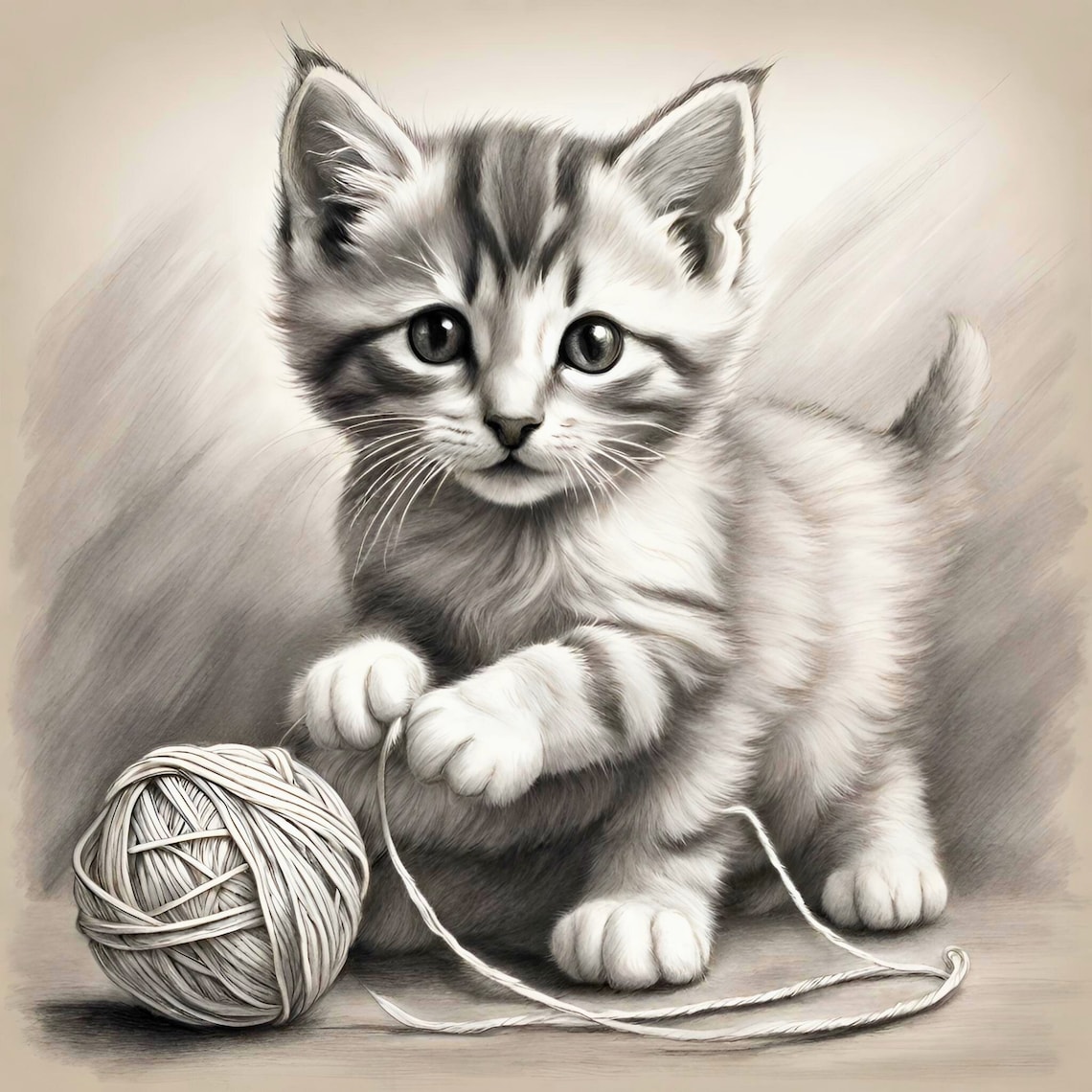 Cute Cat Pencil Sketch - Etsy