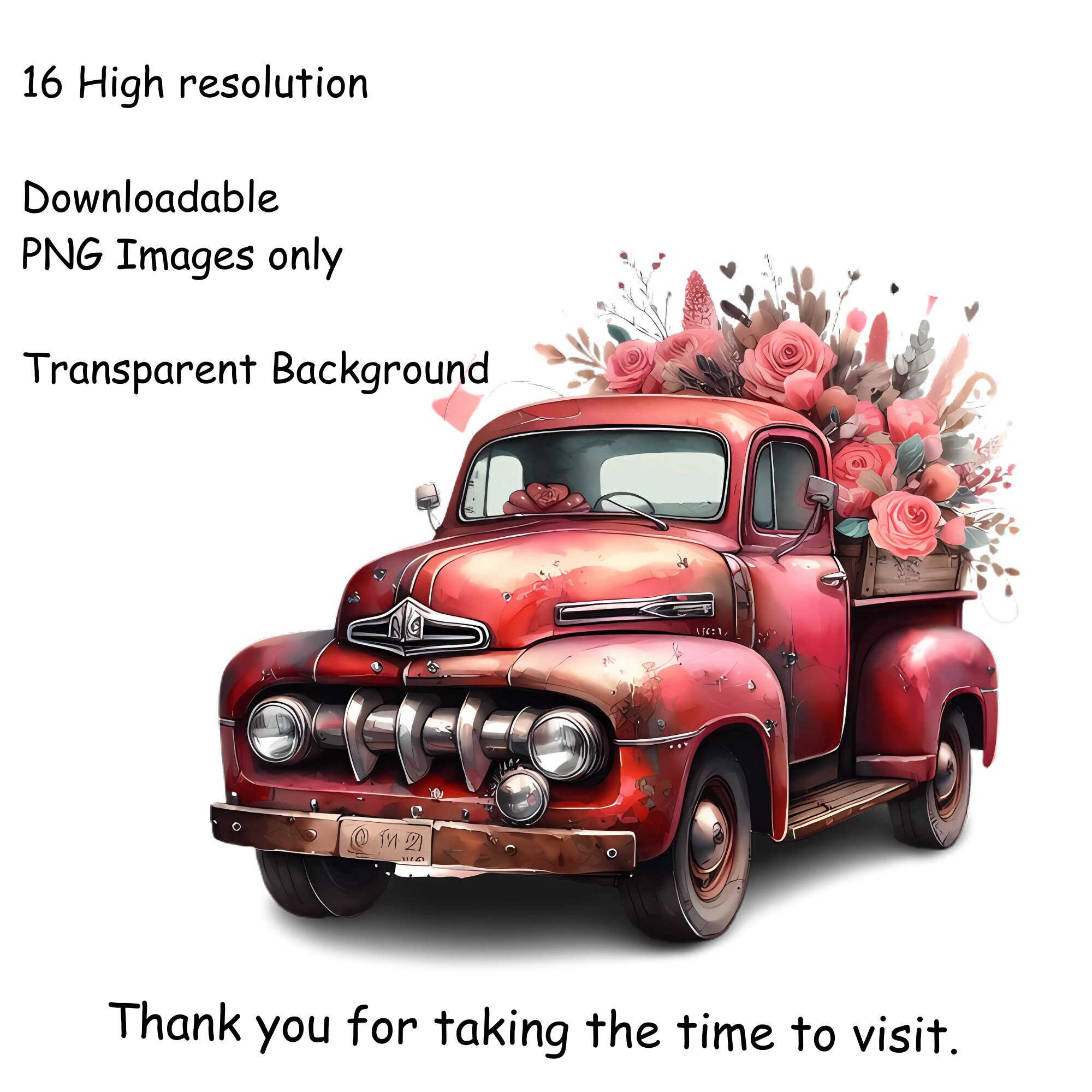 16 Trucks Watercolor Clipart Bundle. Transparent Background, Red Truck ...