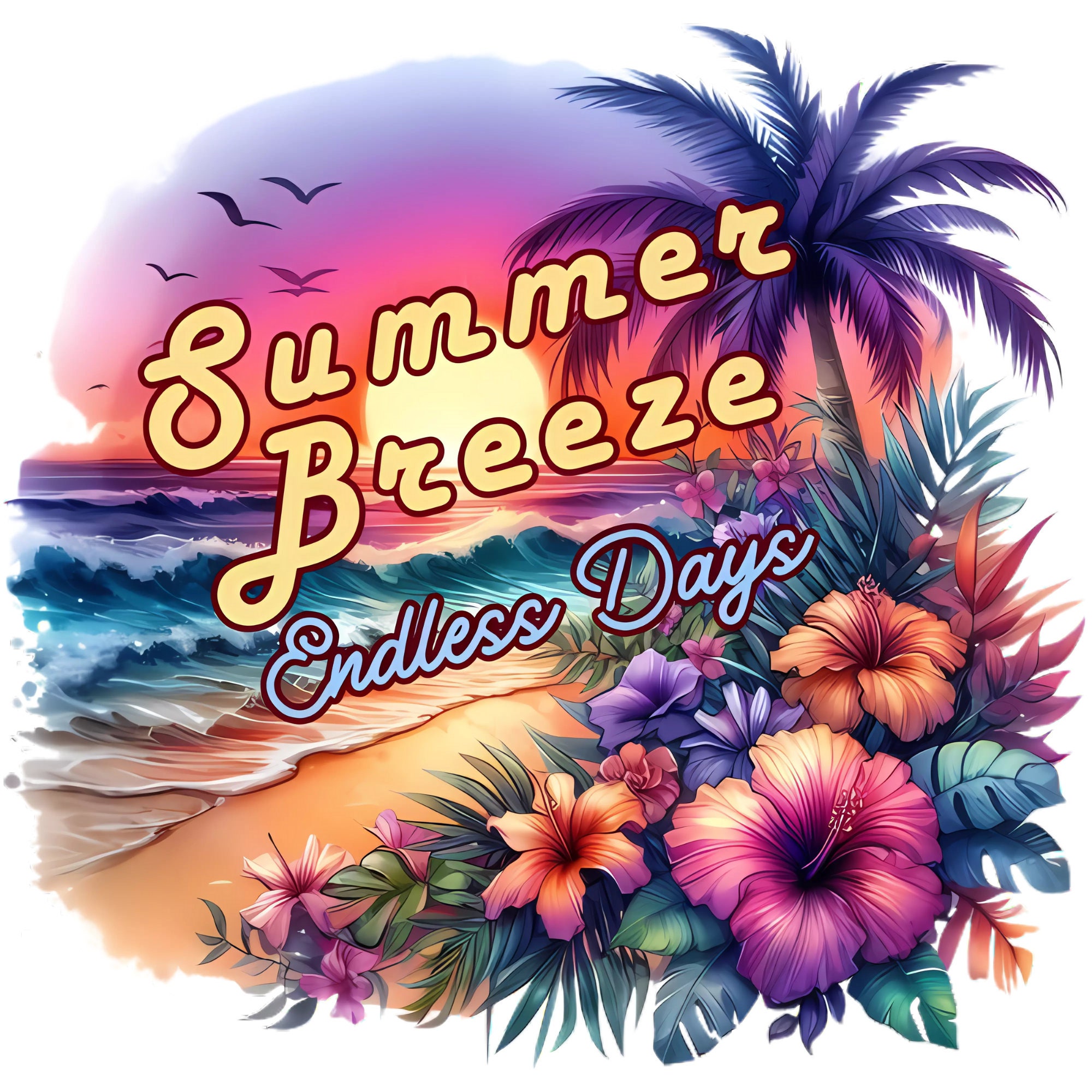 1 Summer Breeze, Endless Days PNG Clipart, Sublimation Design, Colorful ...