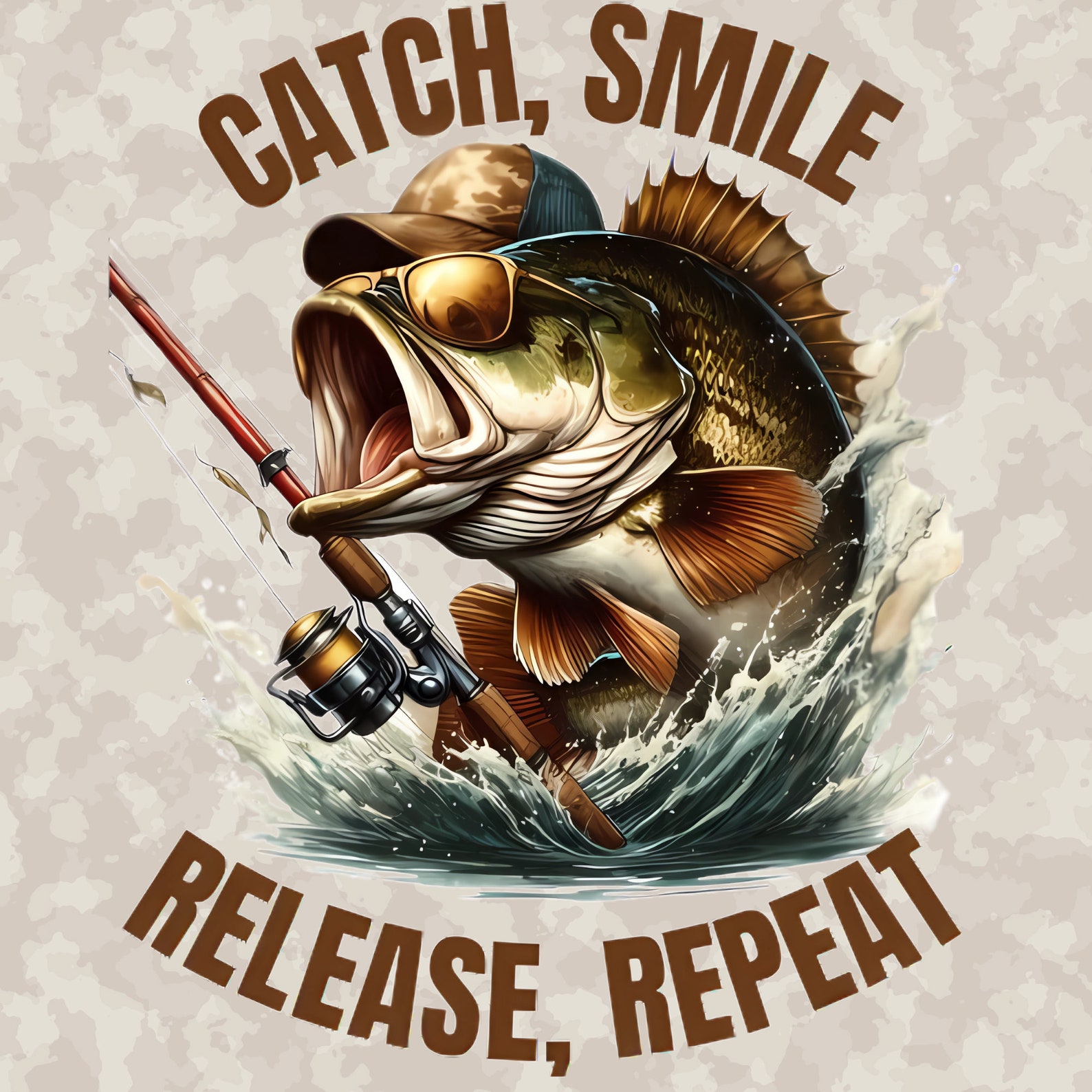 1 Catch, Smile, Release, Repeat Watercolor PNG Clipart| Fishing Png ...