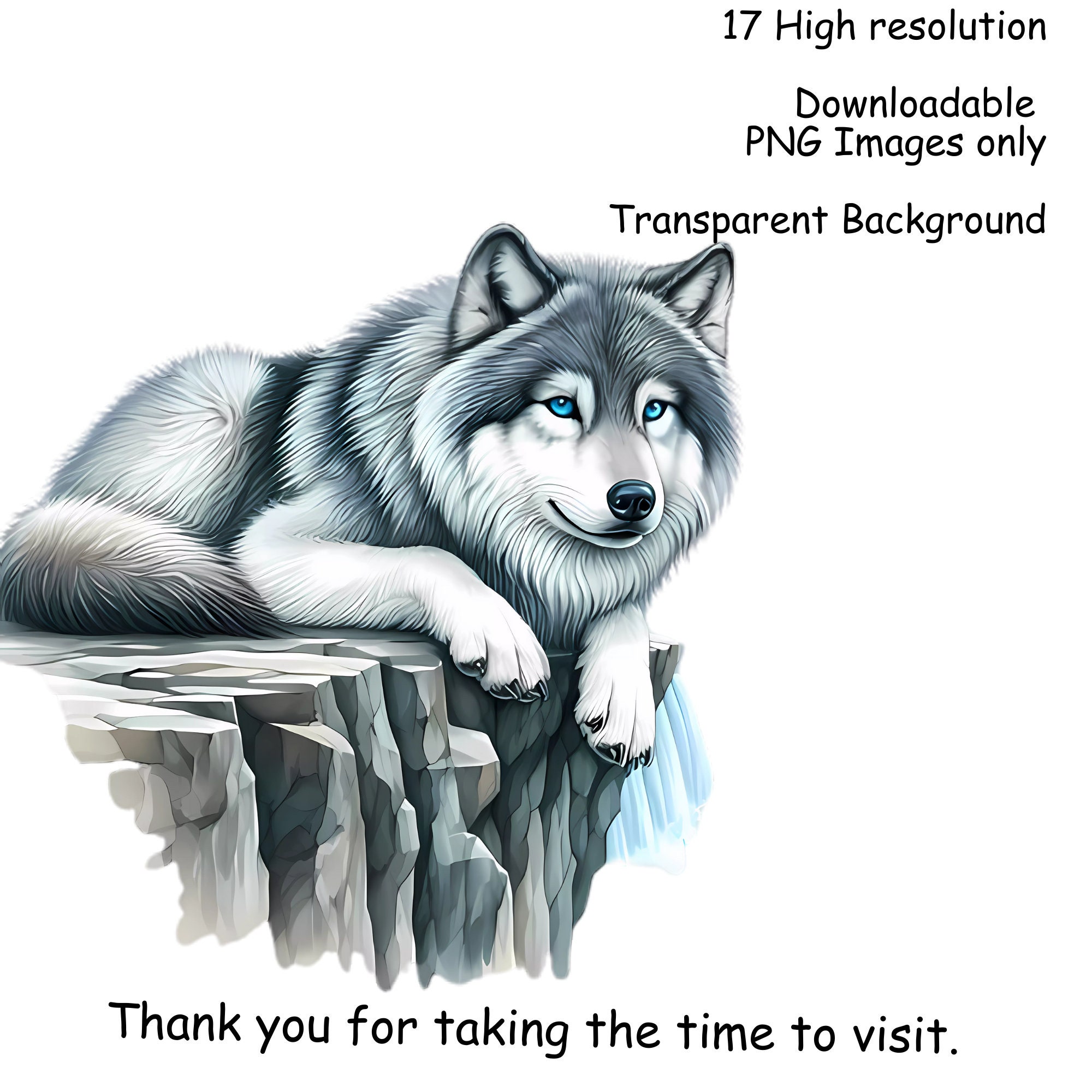 17 Watercolor Grey Wolf Clipart Bundle. Transparent Background, Wolf ...