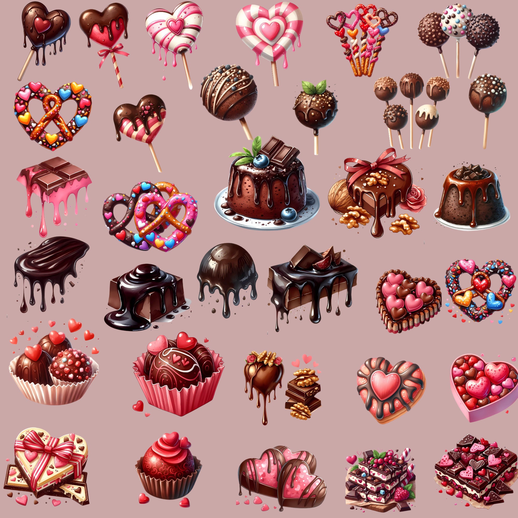 33 Watercolor Chocolates Clipart Bundle, Transparent Background, Candy ...