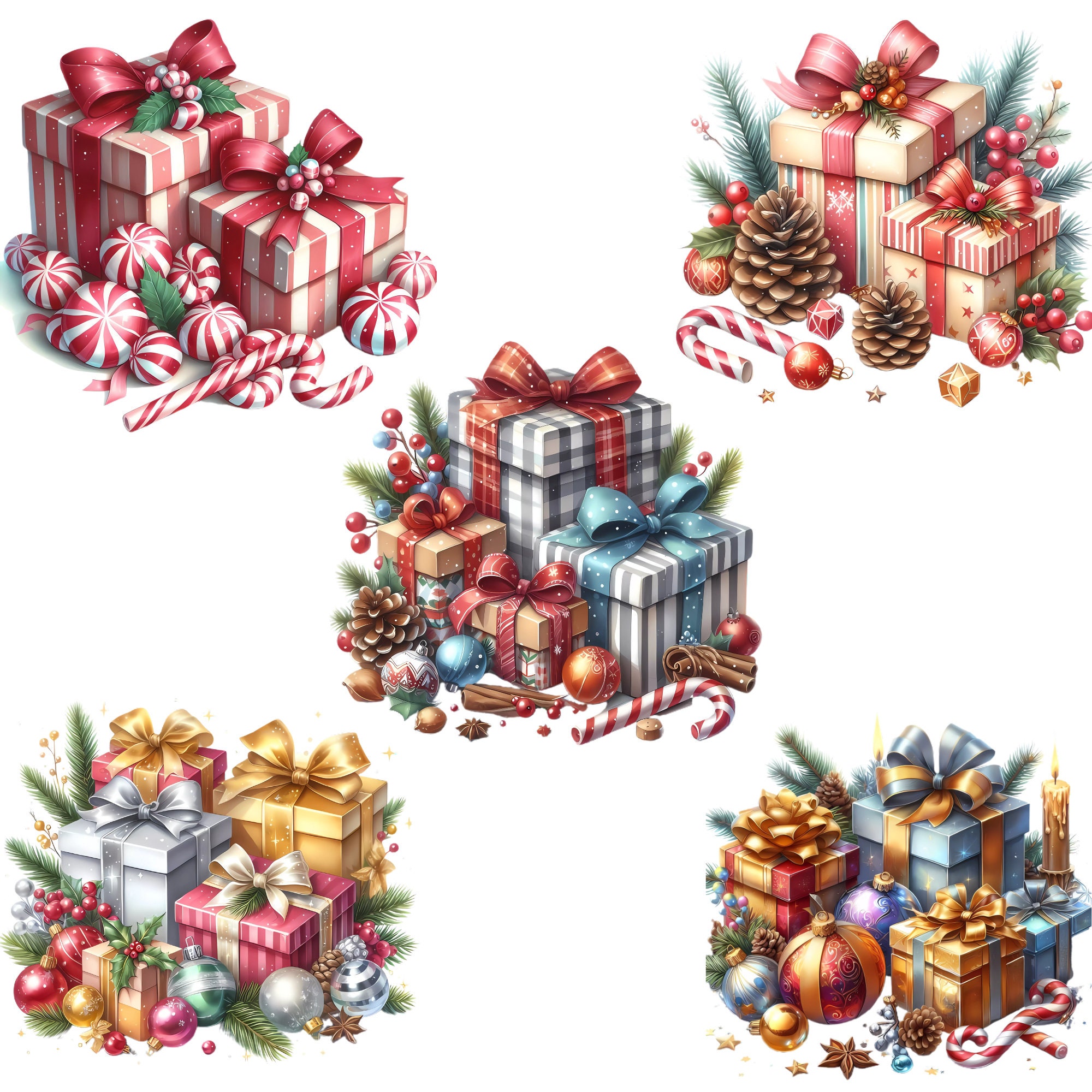 28 Watercolor Christmas Presents Clipart Bundle, Holiday Gifts Clipart ...