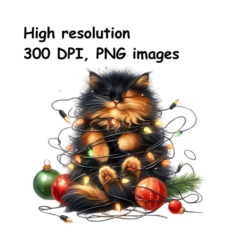 32 Cute Christmas Kitten Clipart Bundle. Watercolor Christmas PNG ...