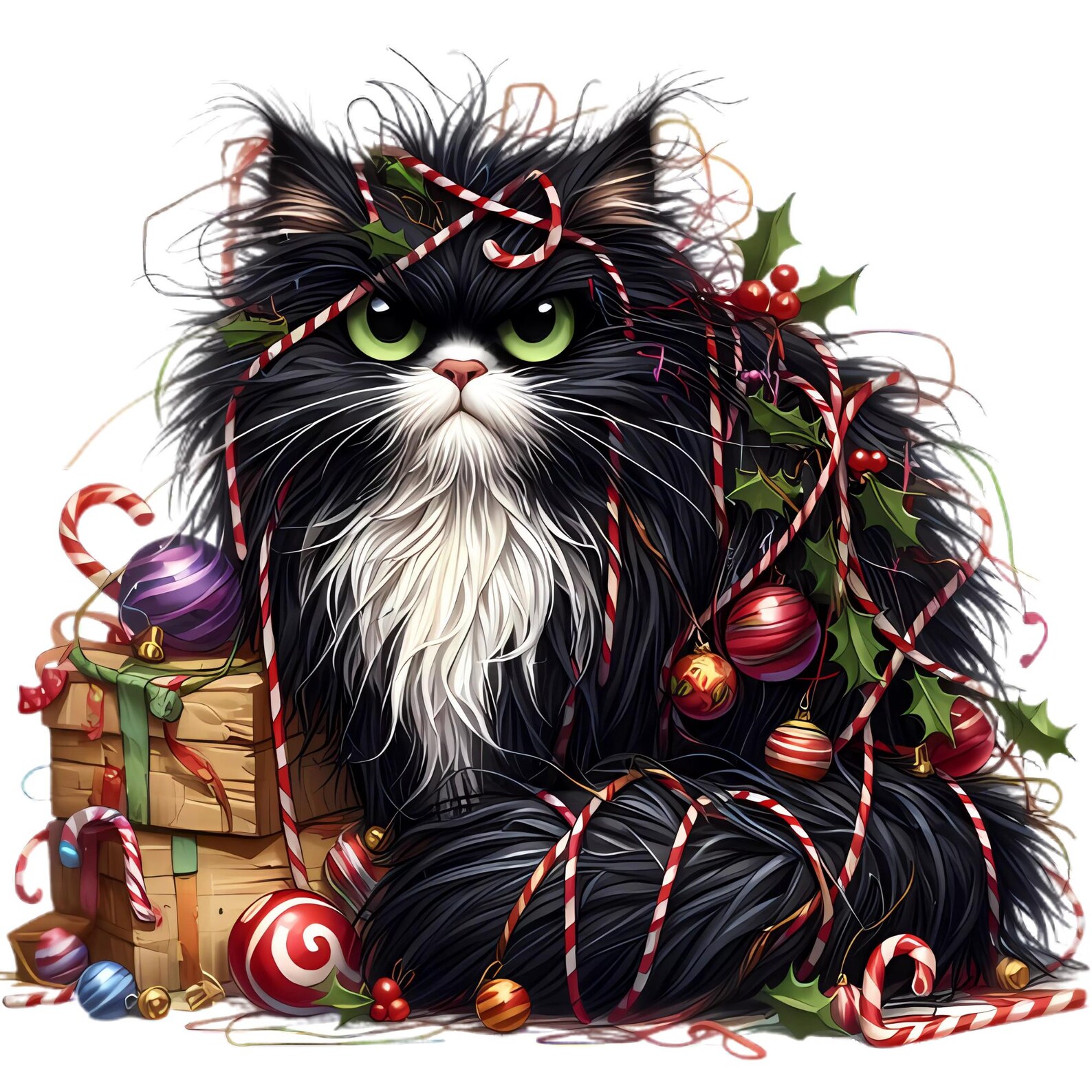 10 Watercolor Christmas Cats Png Bundle for Junk Journaling ...