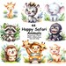 44 Watercolor Happy Safari Animals Clipart Bundle, Digital Download PNG ...