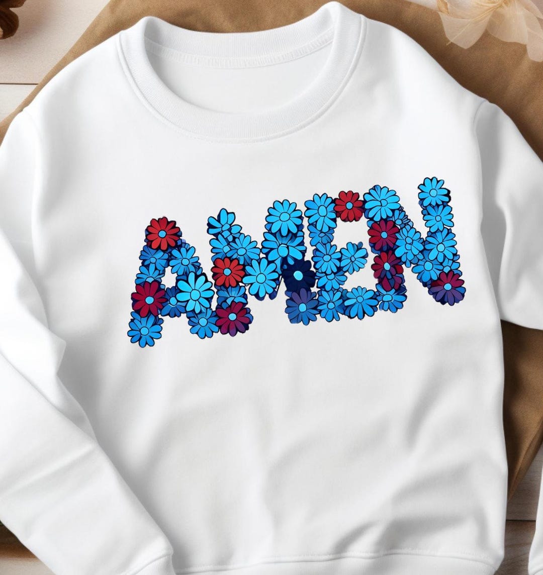 1 Floral Amen Png, Sublimation, Dtf Transfer, Retro Amen Png, Daisy Png ...