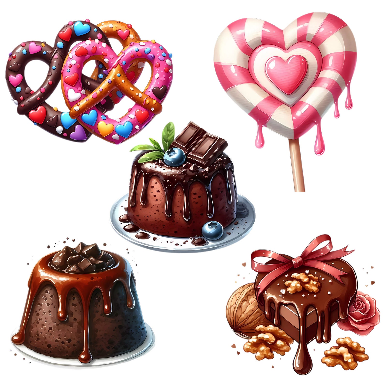 33 Watercolor Chocolates Clipart Bundle, Transparent Background, Candy ...