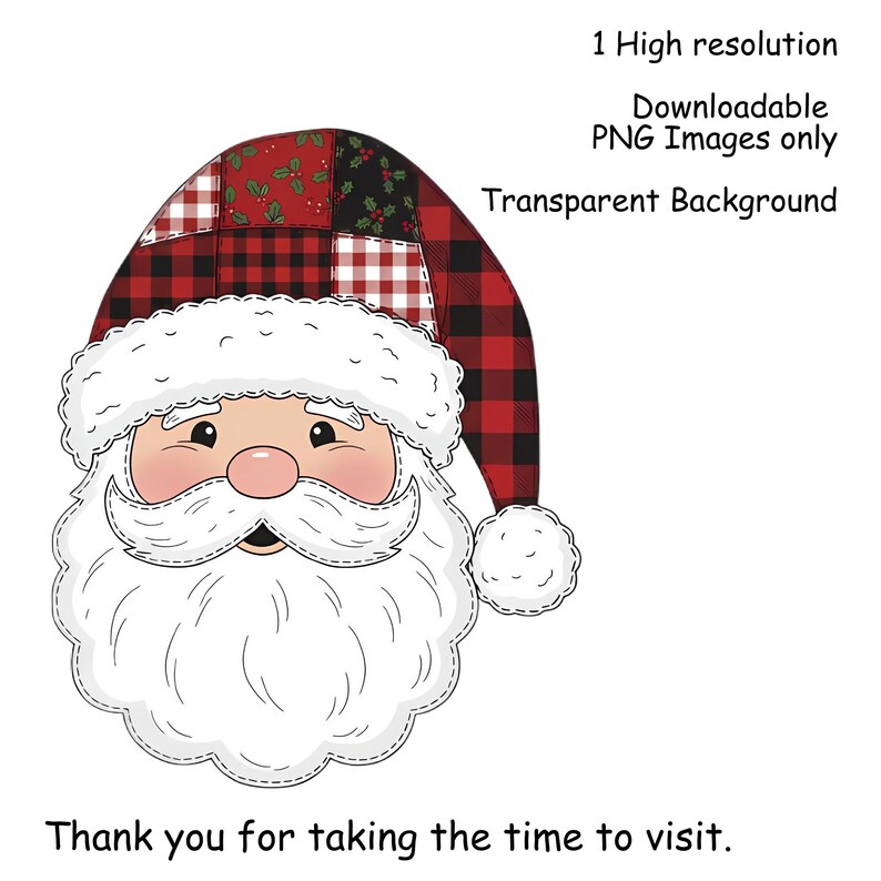Patchwork Santa PNG Clipart V1, Santa Design, Digital Download - Etsy