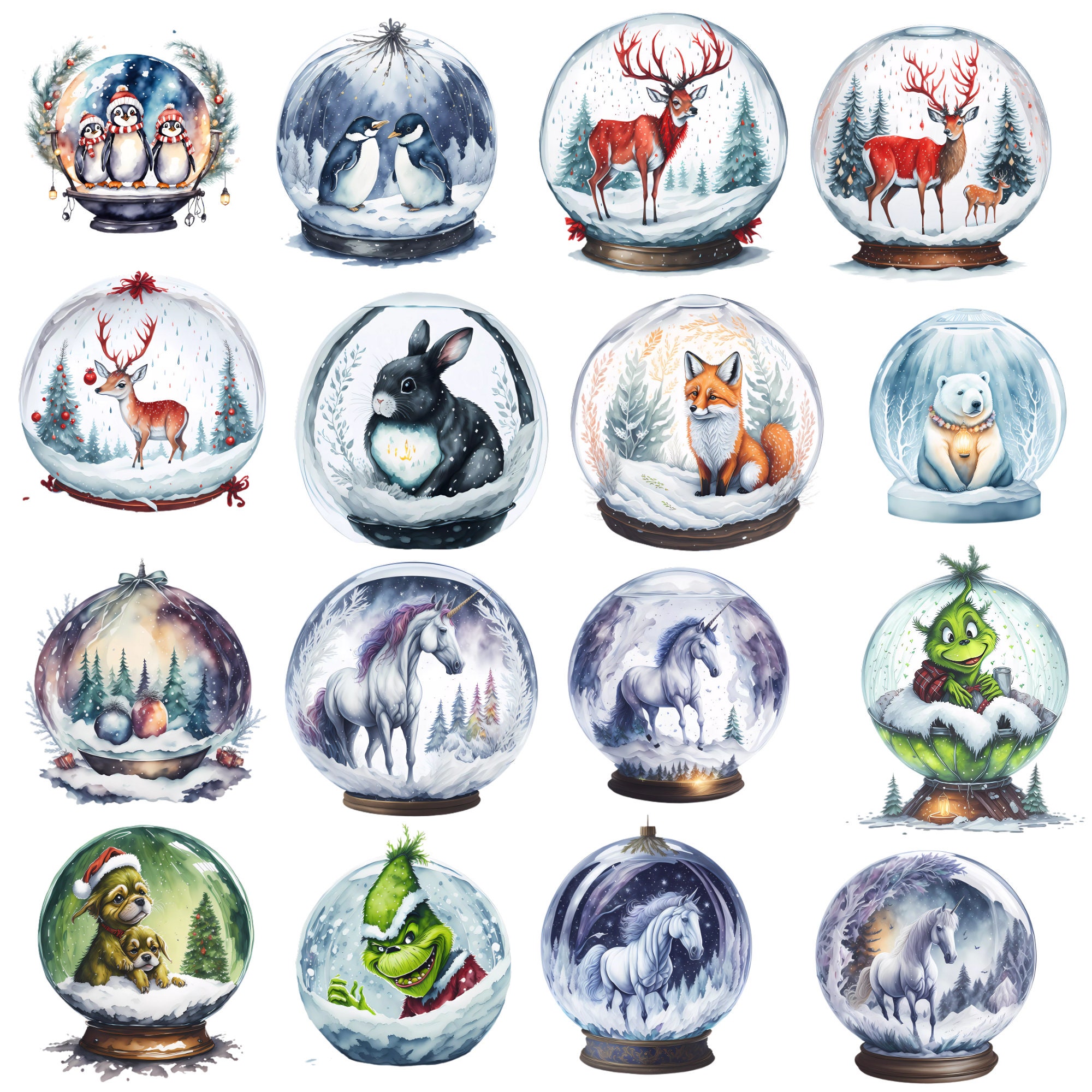 38 Winter Watercolor Globe Clipart Bundle. Winter Animals PNG Clipart ...