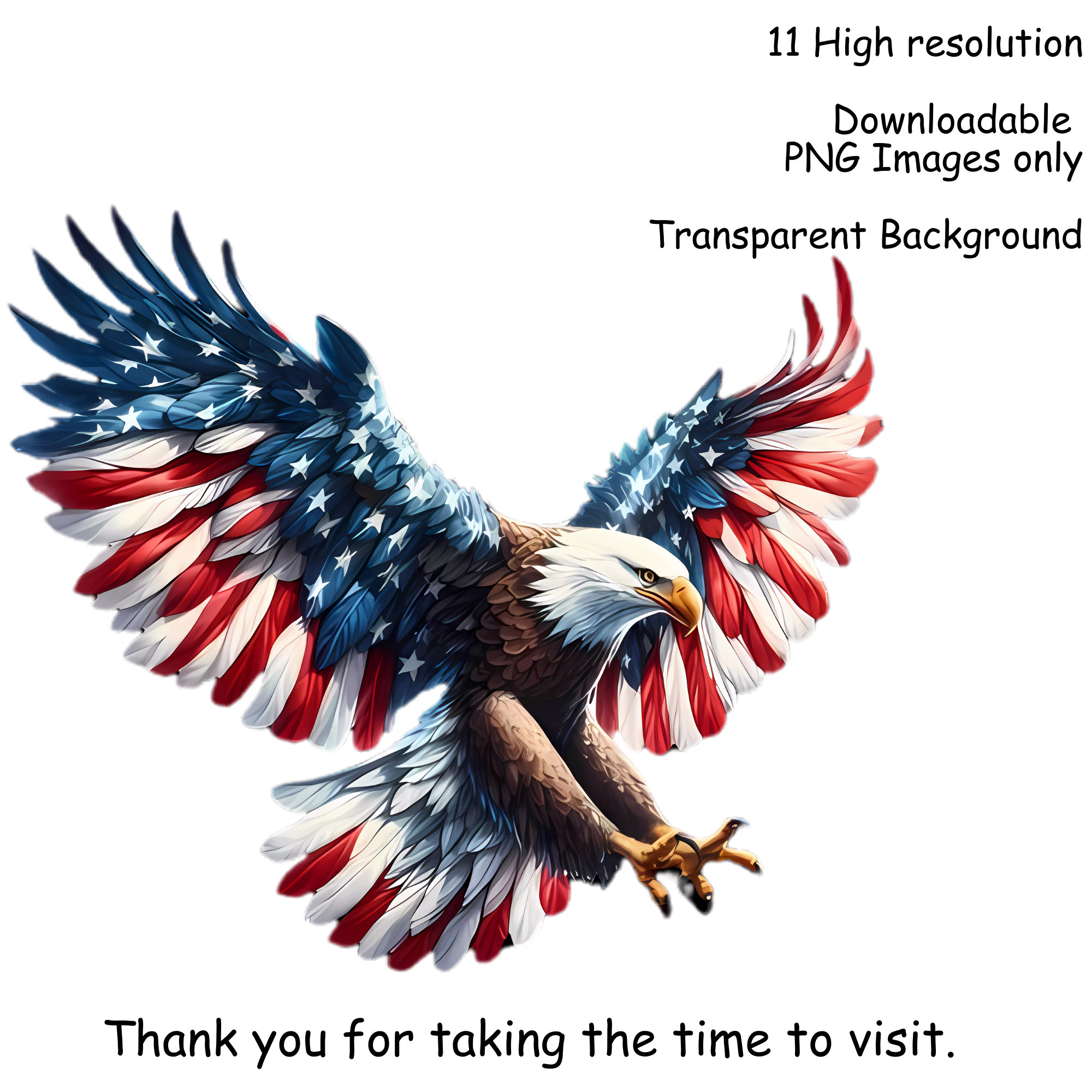 11 Watercolor Patriotic Eagle PNG Clipart Bundle, American USA Eagle ...