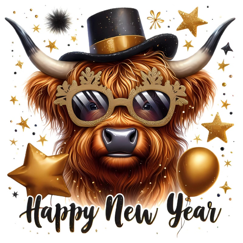 Happy New Year Cow - Etsy