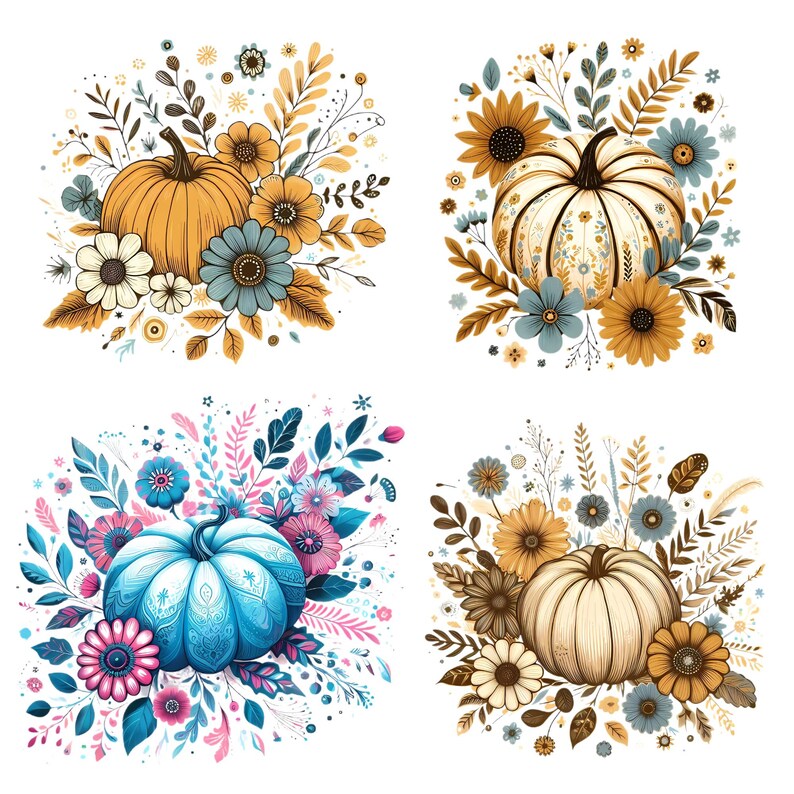 13 Boho Floral Pumpkin Png, Boho Floral Fall Png, Fall Mama Png, Autumn ...