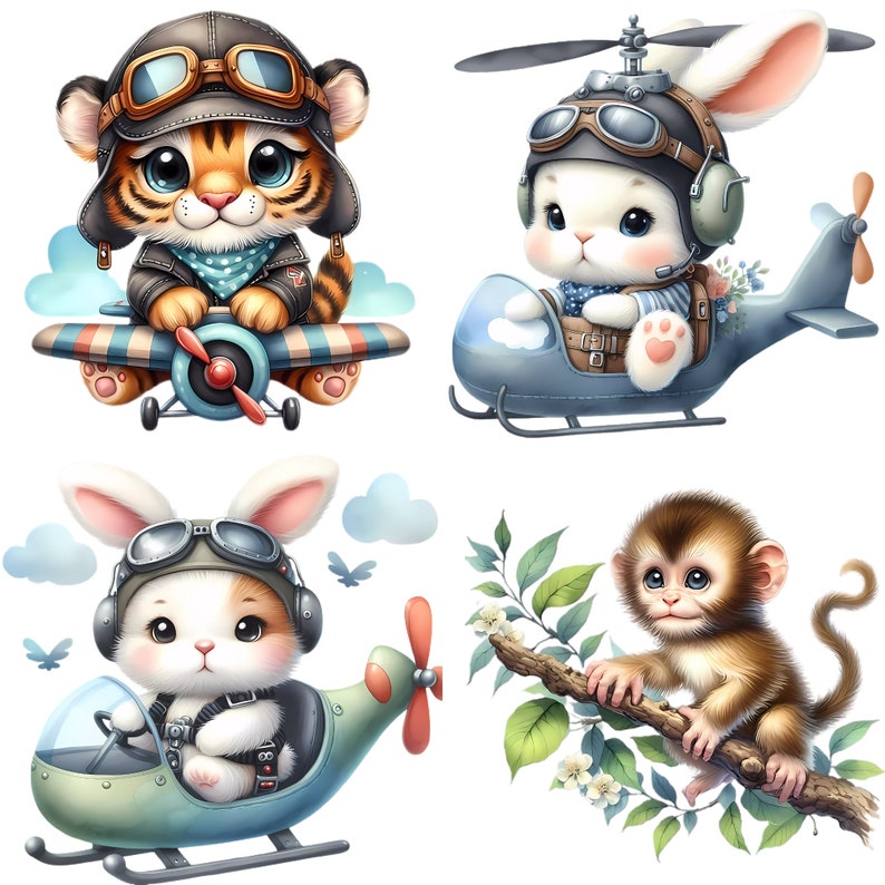 26 Watercolor Cute Animals Clipart Bundle, Safari PNG, Baby Animal ...