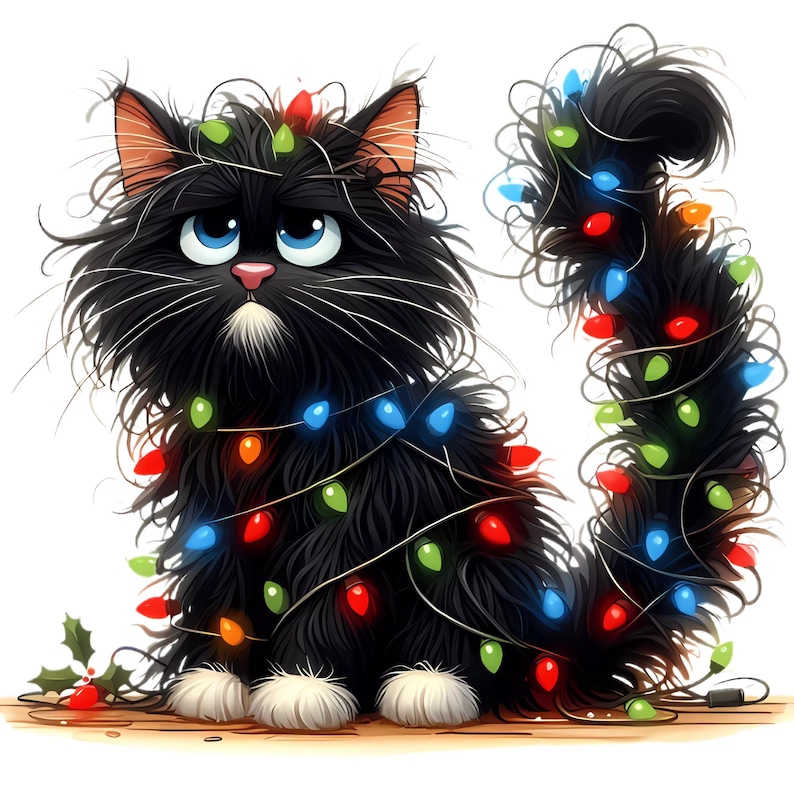 10 Watercolor Christmas Cats Png Bundle for Junk Journaling ...