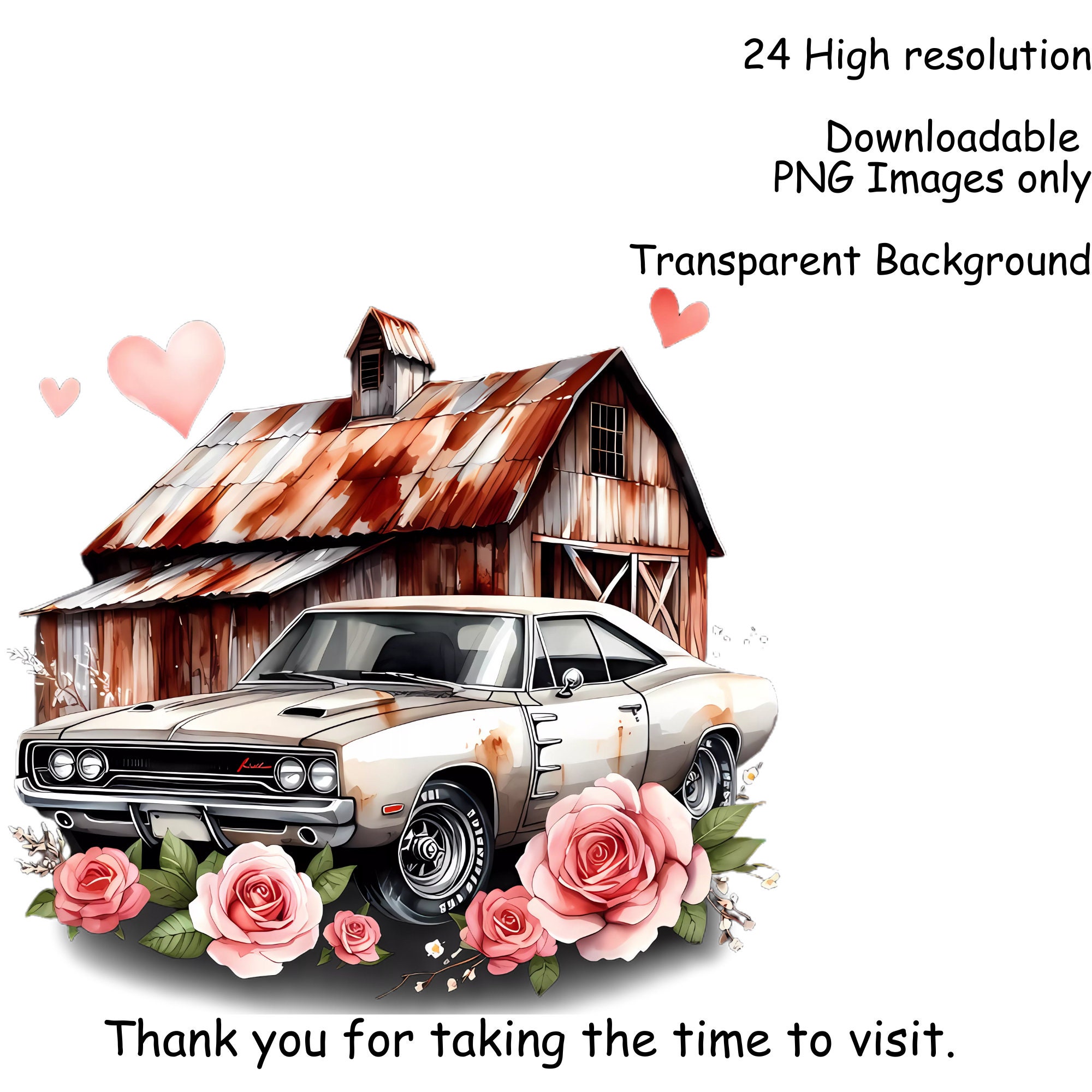 24 Rustic Cars Watercolor Clipart Bundle. Transparent Background, Old ...