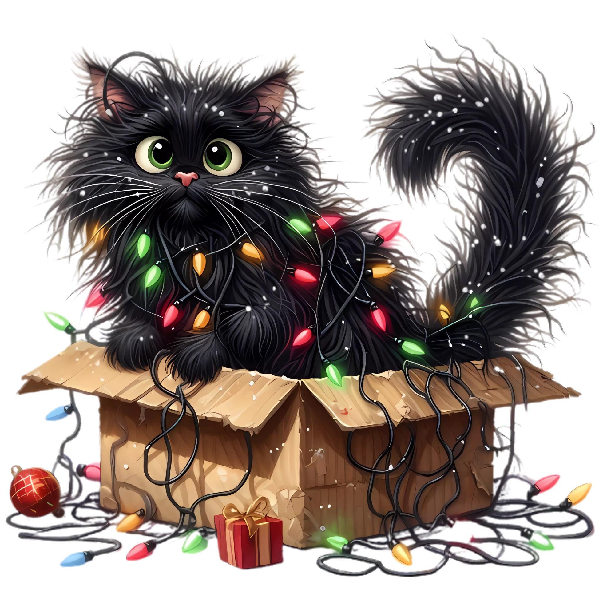 10 Watercolor Christmas Cats Png Bundle for Junk Journaling ...