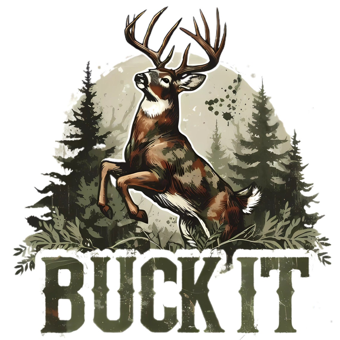 1 Buck It Watercolor Png Deer Hunting Sublimation Design, Transparent ...